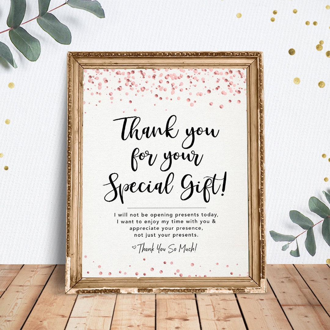 Thank You for Your Special Gift, Gift Sign, Printable Sign, Instant ...