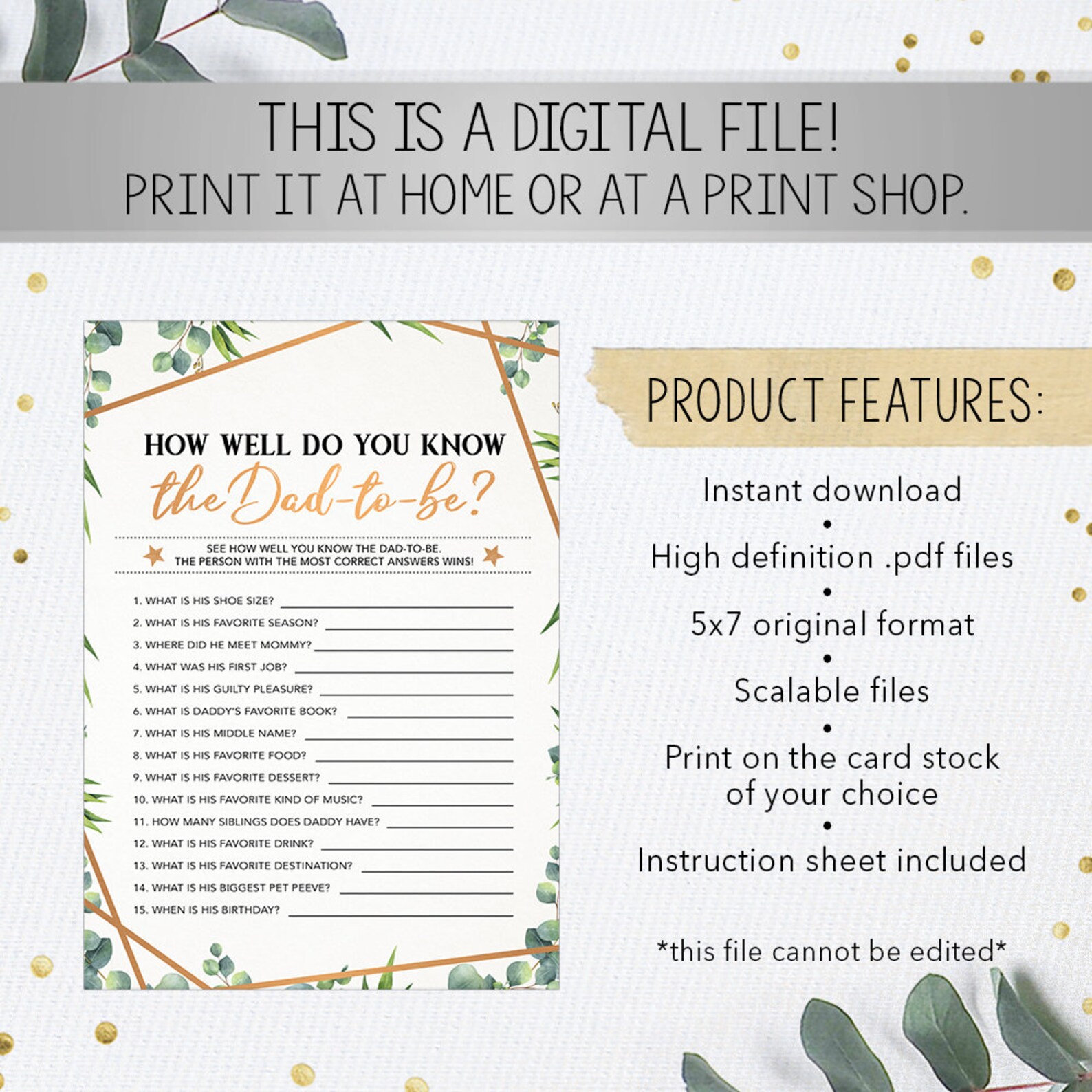 How Well Do You Know the Dad-to-be Printable Baby Shower - Etsy