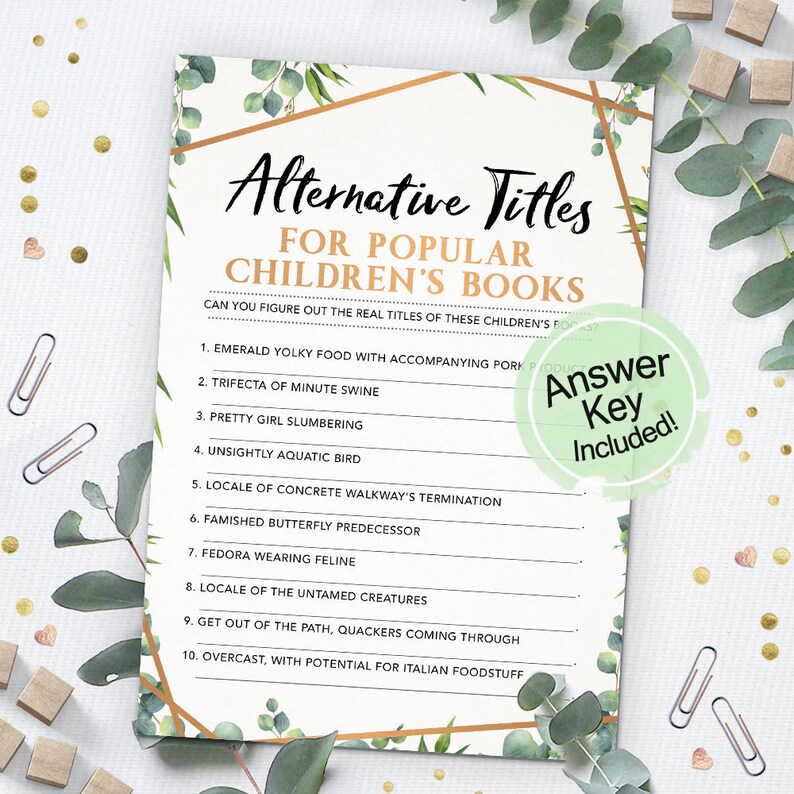 Alternative Titles for Children's Books Storybook Quiz - Etsy