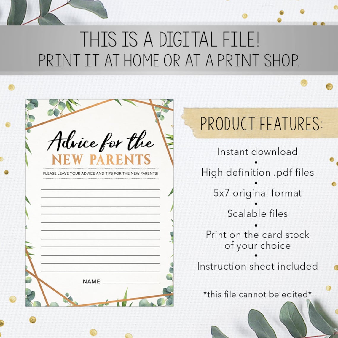 Advice for the New Parents Baby Shower Game Printable Baby - Etsy