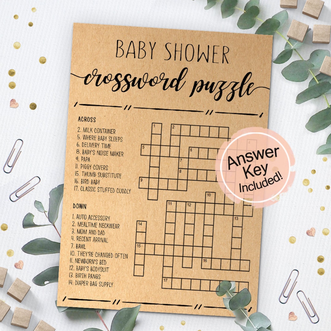Baby Shower Crossword Puzzle, Baby Shower Crossword Game, Instant ...