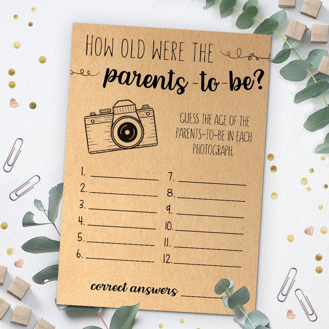 How Old Were the Parents-to-be, Baby Shower Printable Game, Co-ed Baby ...