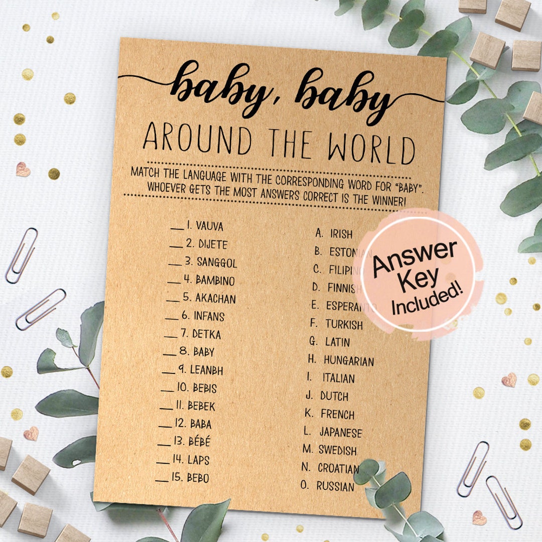 Baby Around the World, Language Game, Baby Shower Game, Instant ...