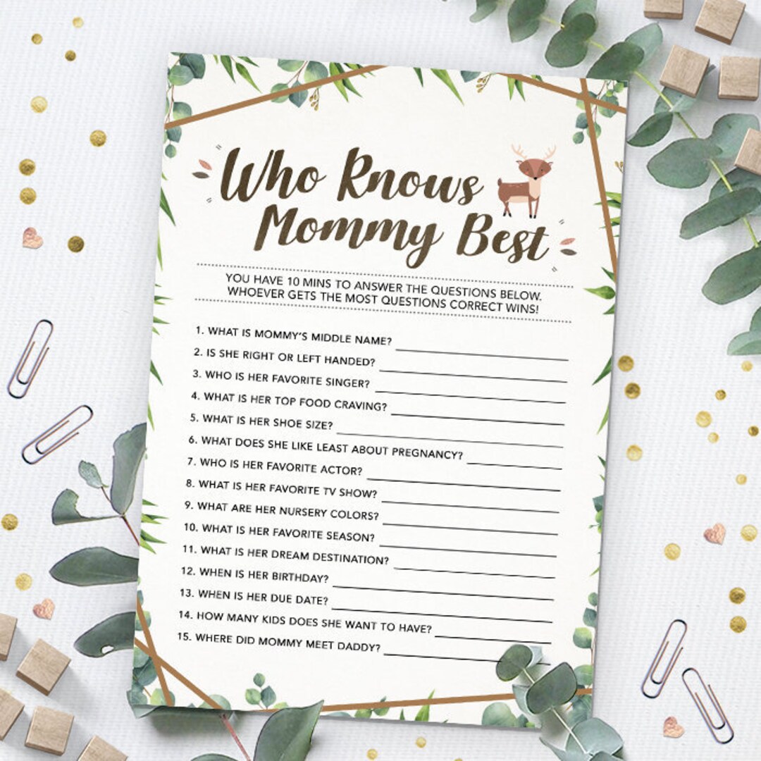 Who Knows Mommy Best Baby Shower Game Mommy Quiz Printable - Etsy
