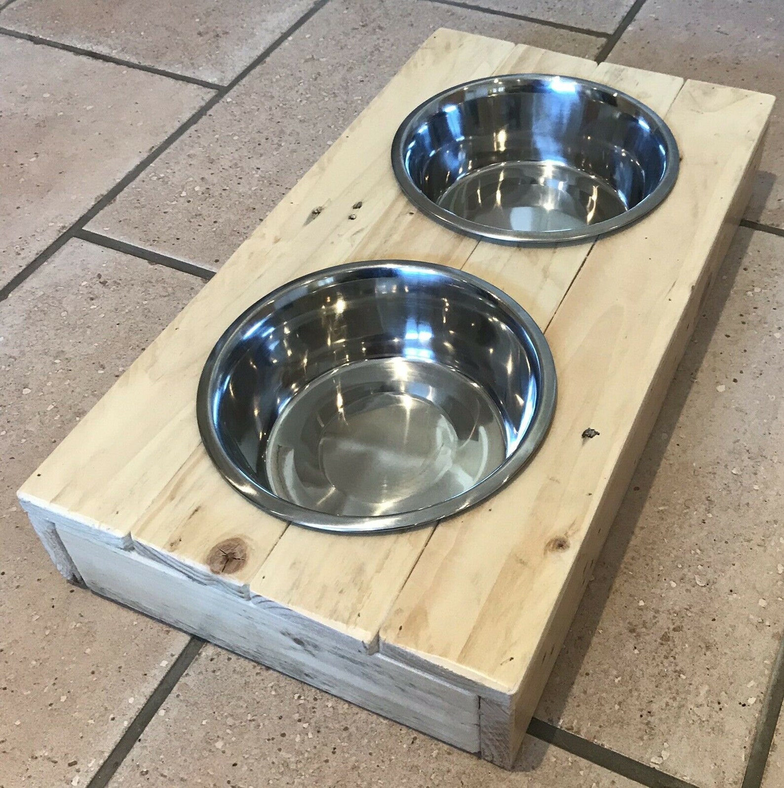 2 Gamelles pour chiens inox surélevées 9cm en bois de palette - Etsy France