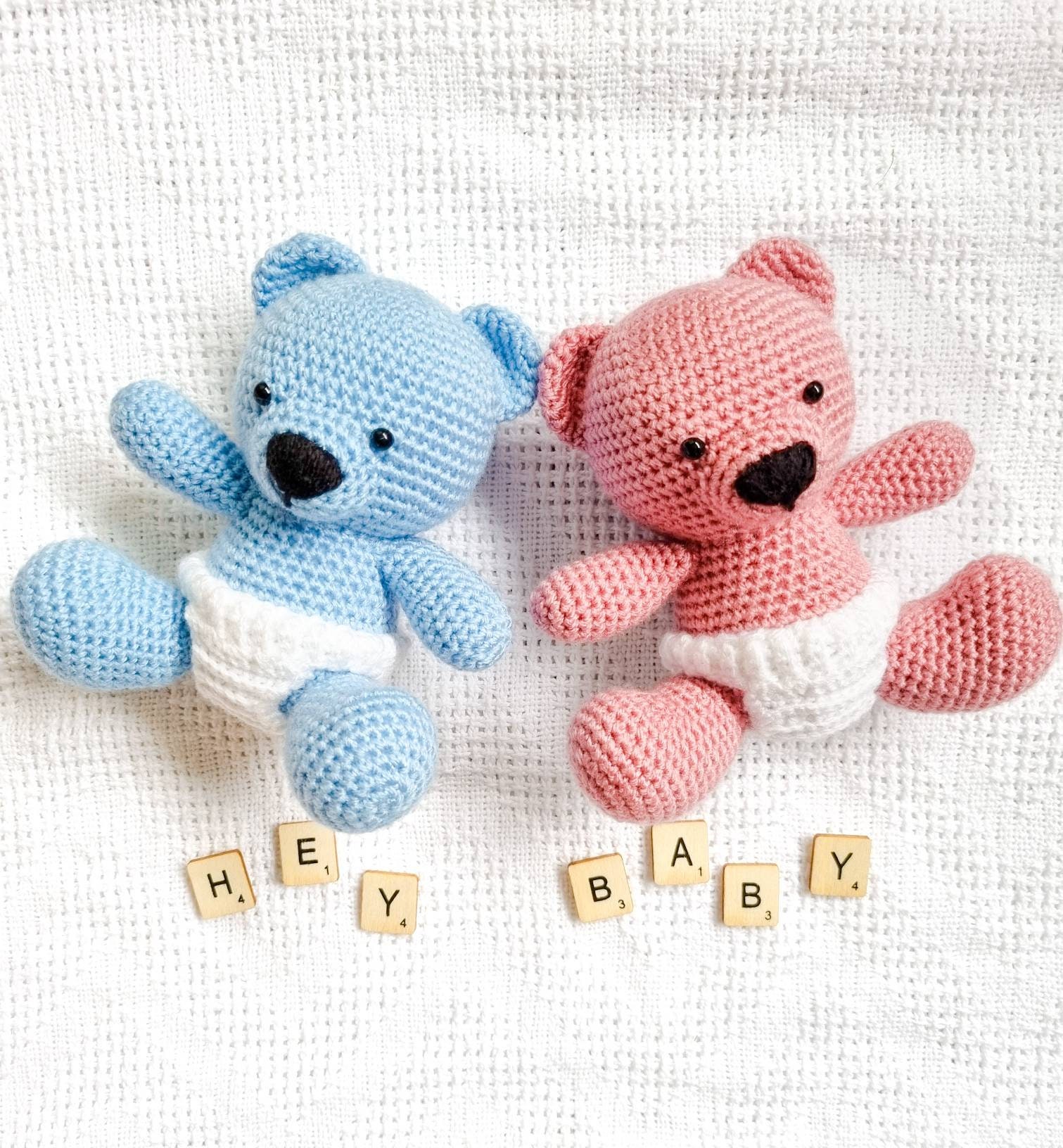 Newborn Baby Bear, Blue Teddy Bear, Baby Shower Gift, Baby Boy Gift ...