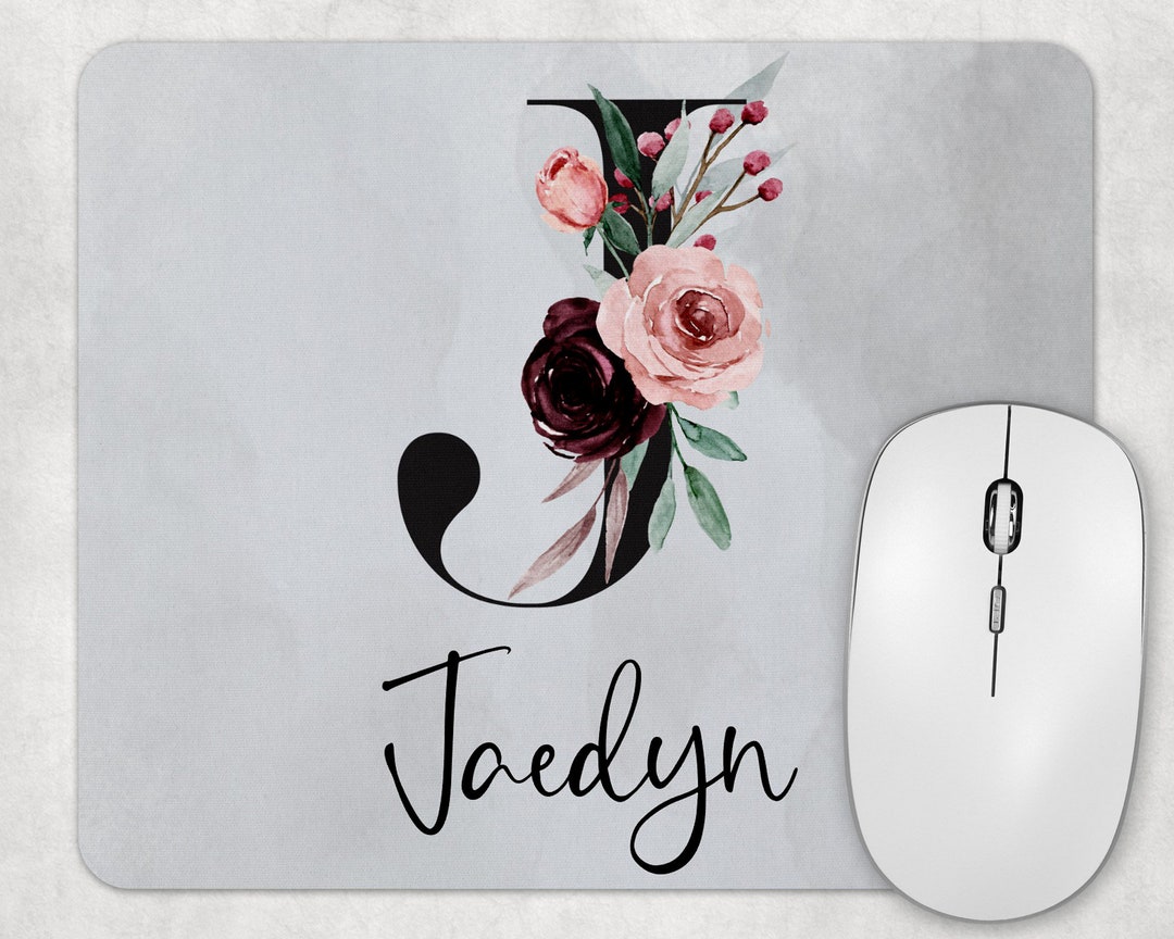 Floral Initial Personalized Mouse Pad, Custom Mouse Pad, Mouse Mat ...