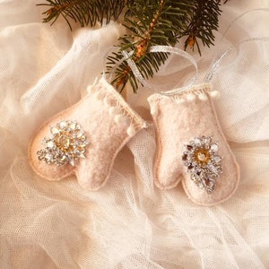 SET2 Felt Mitten Ornaments Mini Mitten Ornament - Etsy
