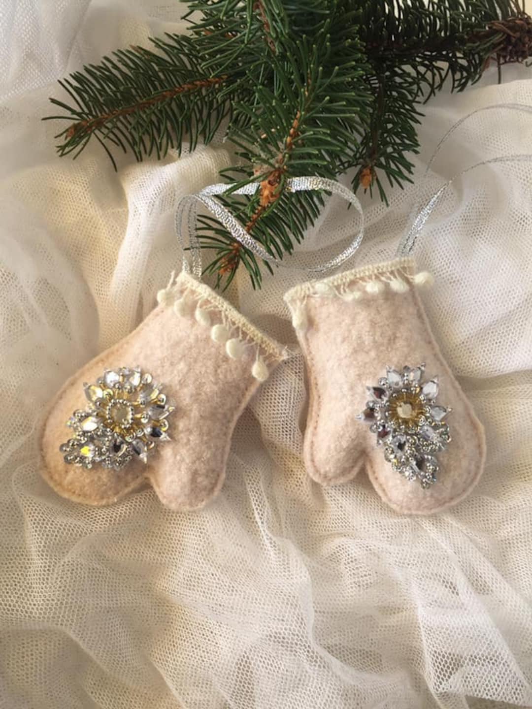 SET2 Felt Mitten Ornaments Mini Mitten Ornament - Etsy