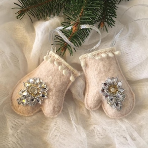 SET2 Felt Mitten Ornaments Mini Mitten Ornament - Etsy