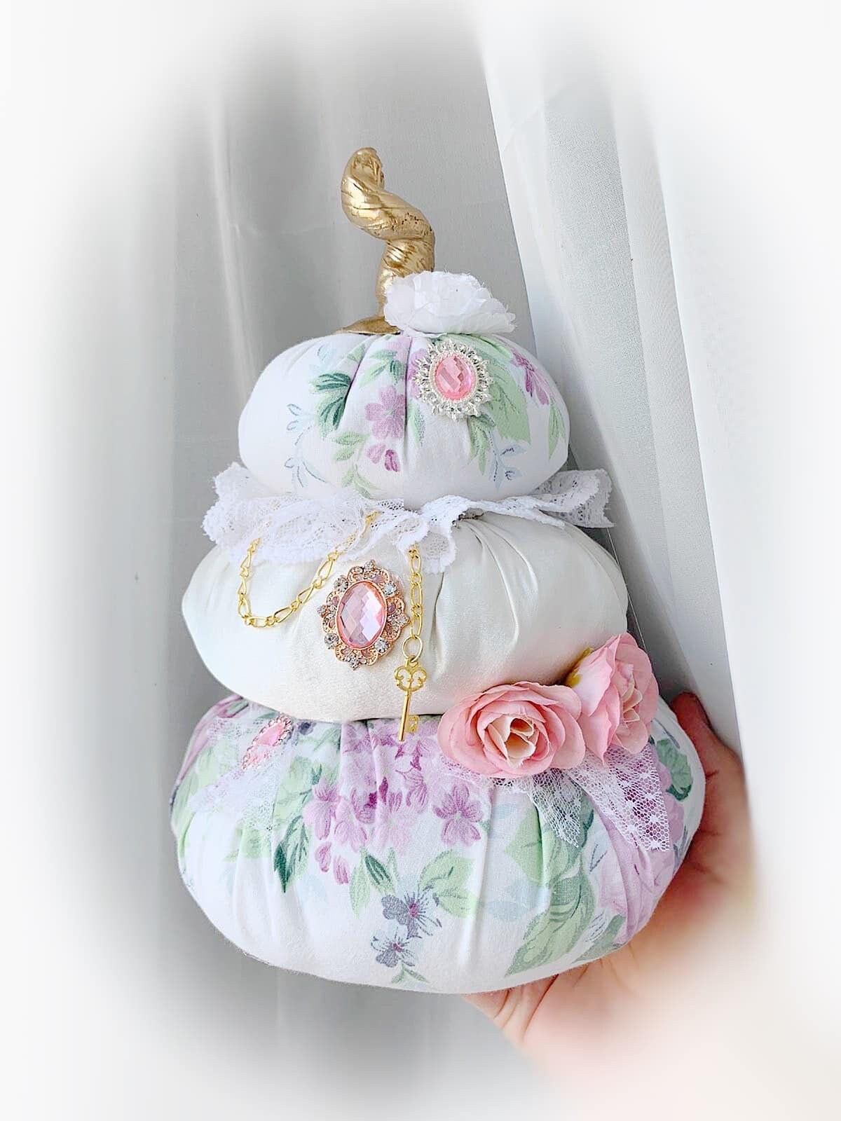 Pumpkin Topiary Stacked Pumpkins Shabby Chic Pumpkin - Etsy