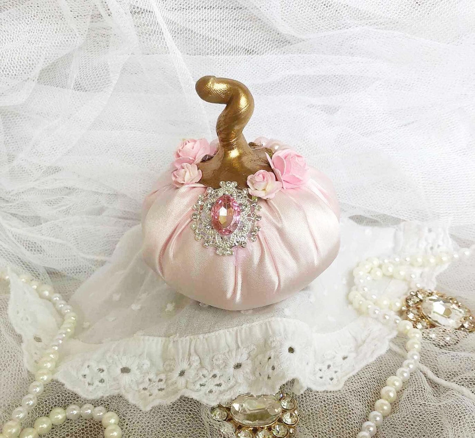 Rhinestone Pumpkin Pink Pumpkin Fall Wedding Decor Small Pumpkins for ...