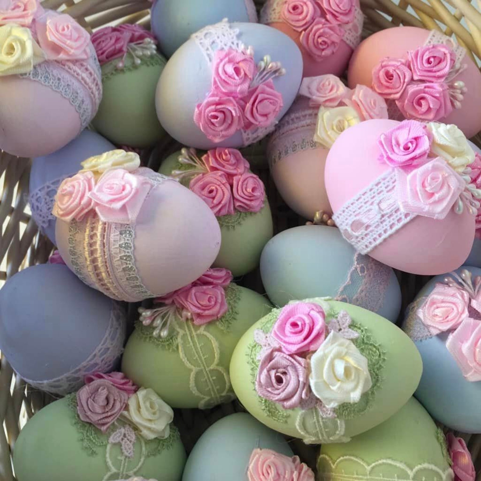 Shabby Chic Easter Eggs Pastel Easter Egg Wooden Easter Eggs - Etsy