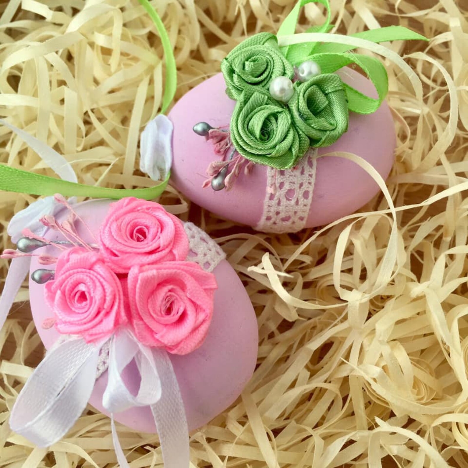 SET 2 Shabby Chic Easter Eggs Wooden Eggs Decor Easter Egg Ornament - Etsy