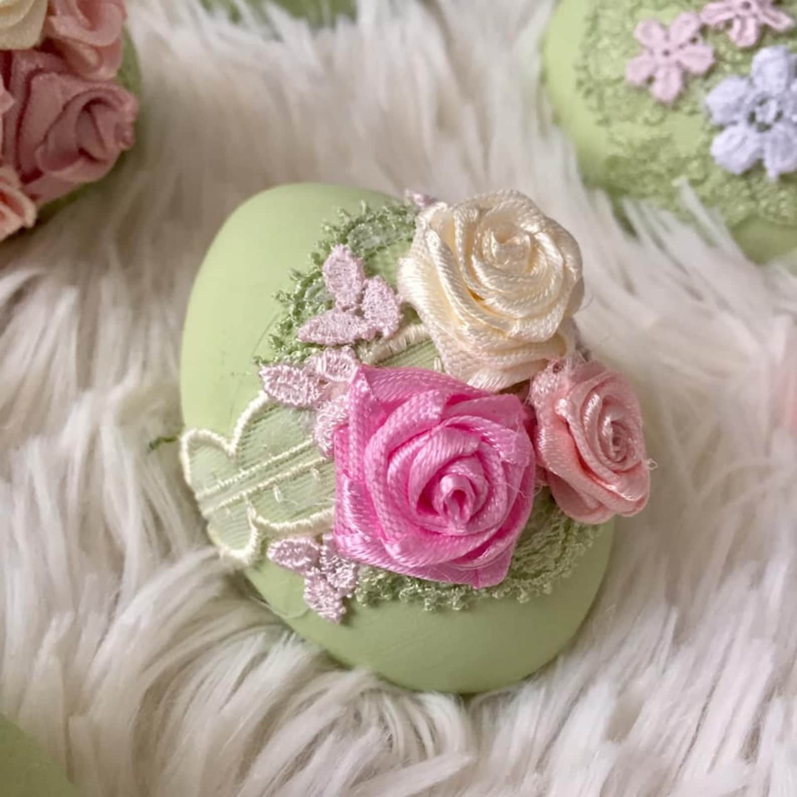 Shabby Chic Easter Eggs Wooden Eggs Easter Basket Ideas - Etsy