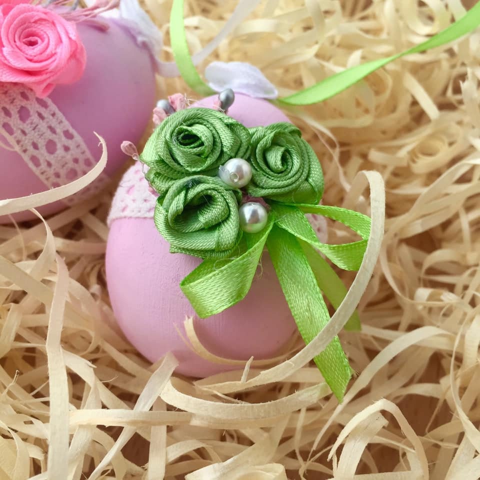 SET 2 Shabby Chic Easter Eggs Wooden Eggs Decor Easter Egg Ornament - Etsy