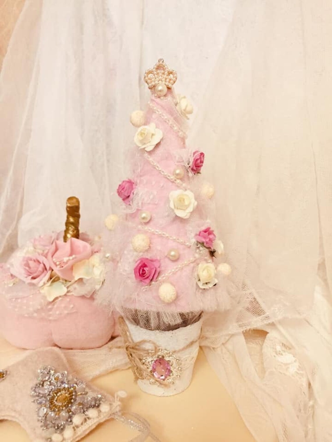 Pink Christmas Tre. Shabby Chic Tree . | Etsy