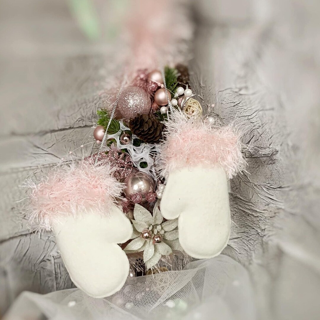 Pink Mitten Ornament Felt Mini Mittens Festive Christmas Tree Decor - Etsy