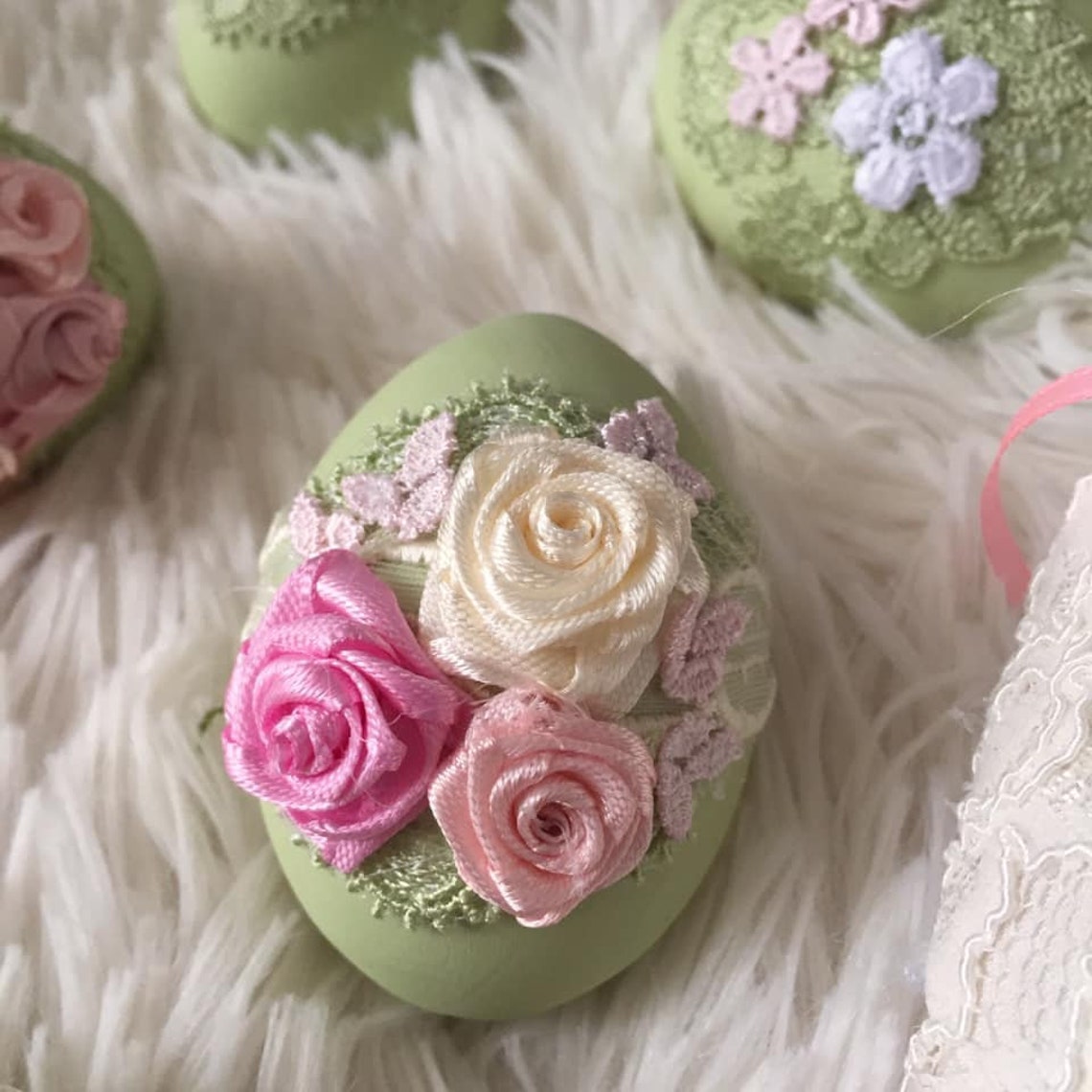 Shabby Chic Easter Eggs Wooden Eggs Easter Basket Ideas - Etsy