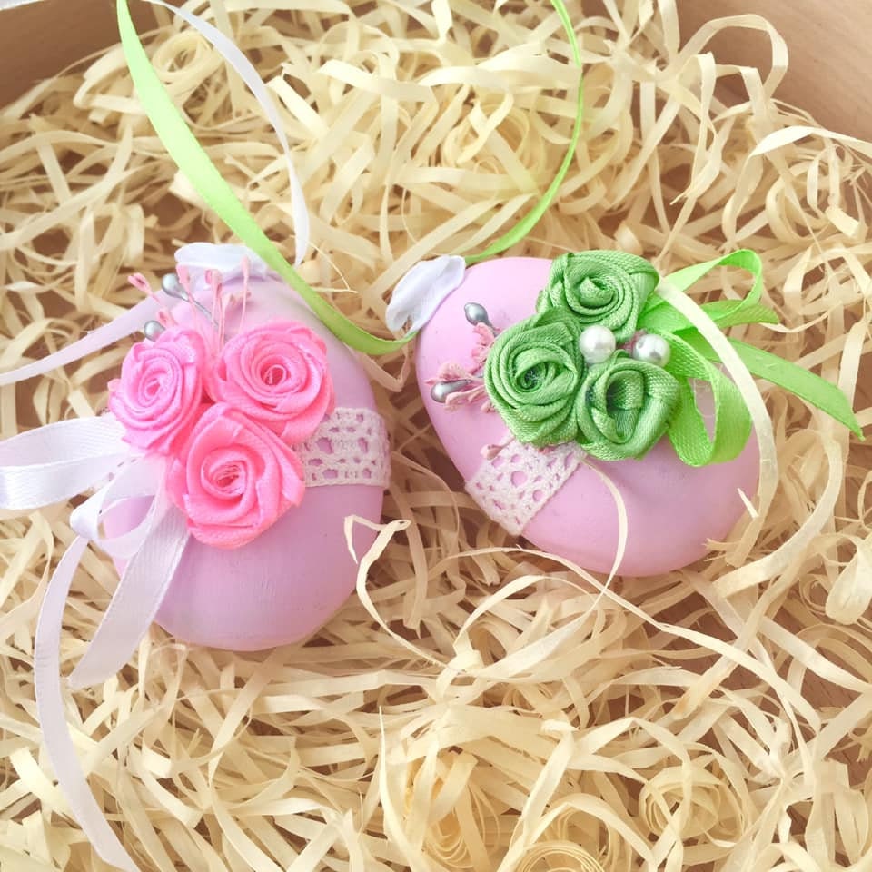 SET 2 Shabby Chic Easter Eggs Wooden Eggs Decor Easter Egg Ornament - Etsy