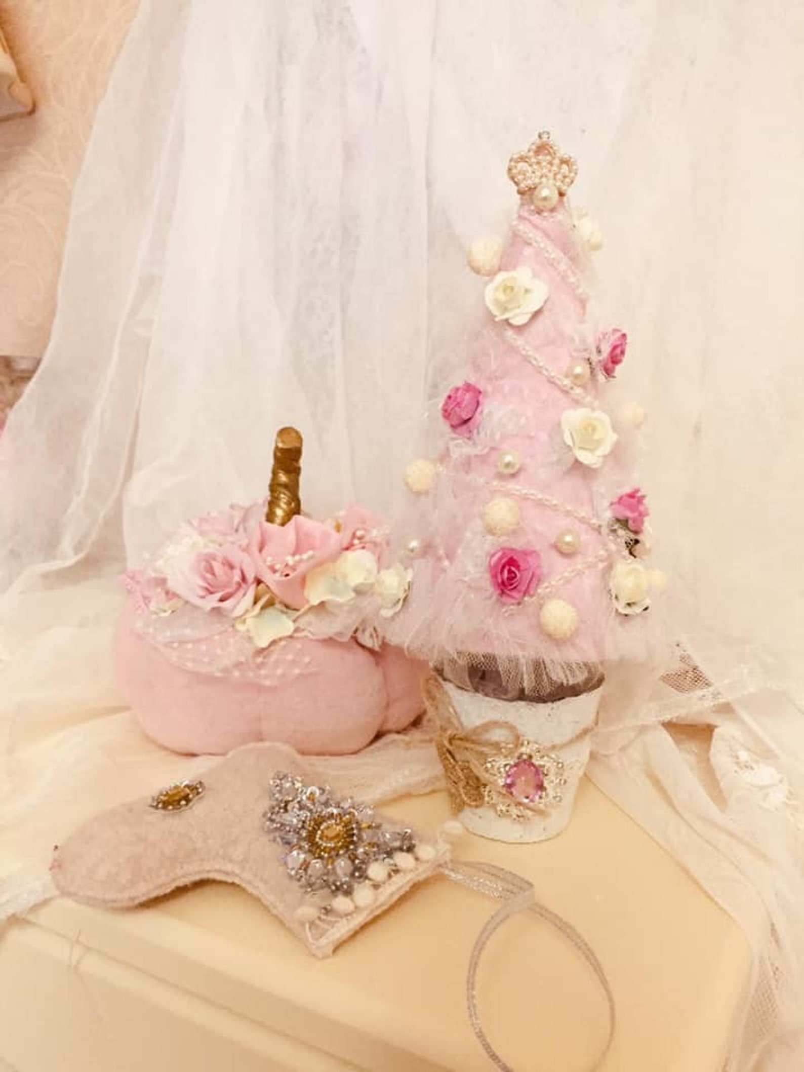 Pink Christmas Tre. Shabby Chic Tree . | Etsy