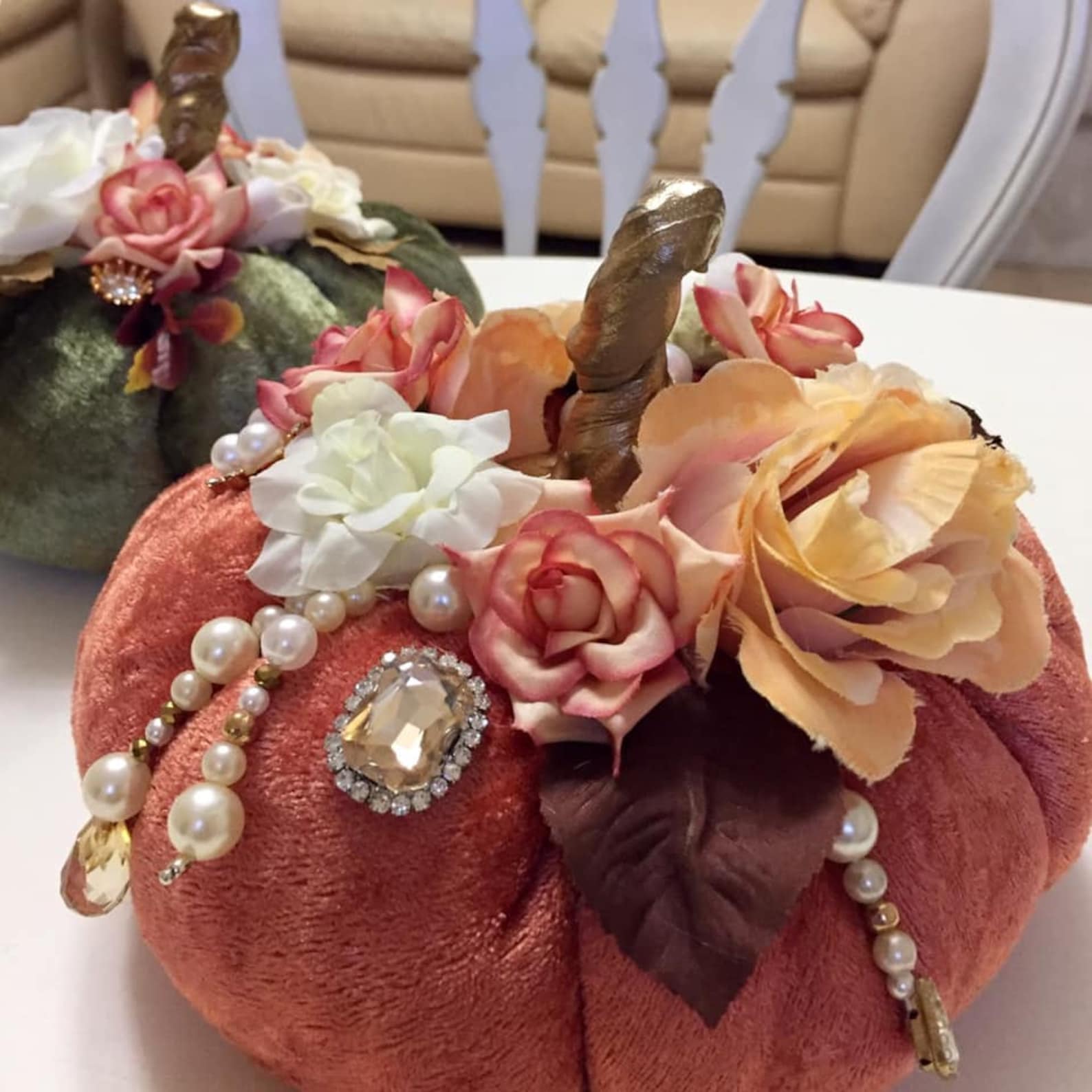 Velvet Pumpkins Centerpiece Pumpkins Fall Colors Decor - Etsy