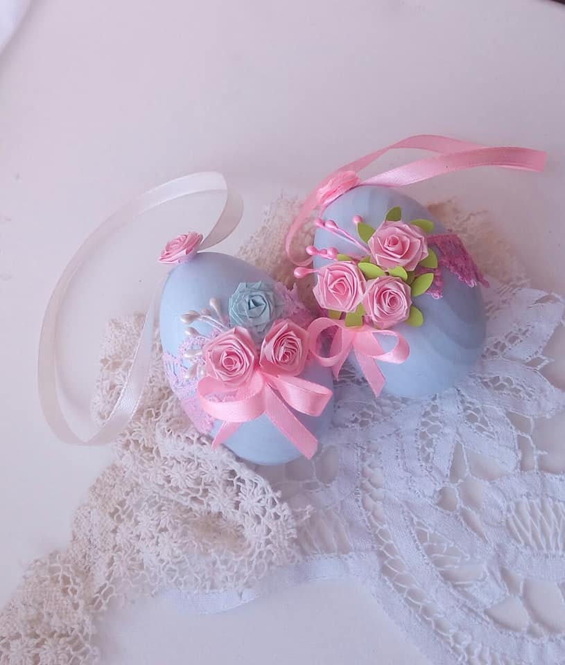 Shabby Chic Easter Egg Ornament Sky Blue Egg | Etsy