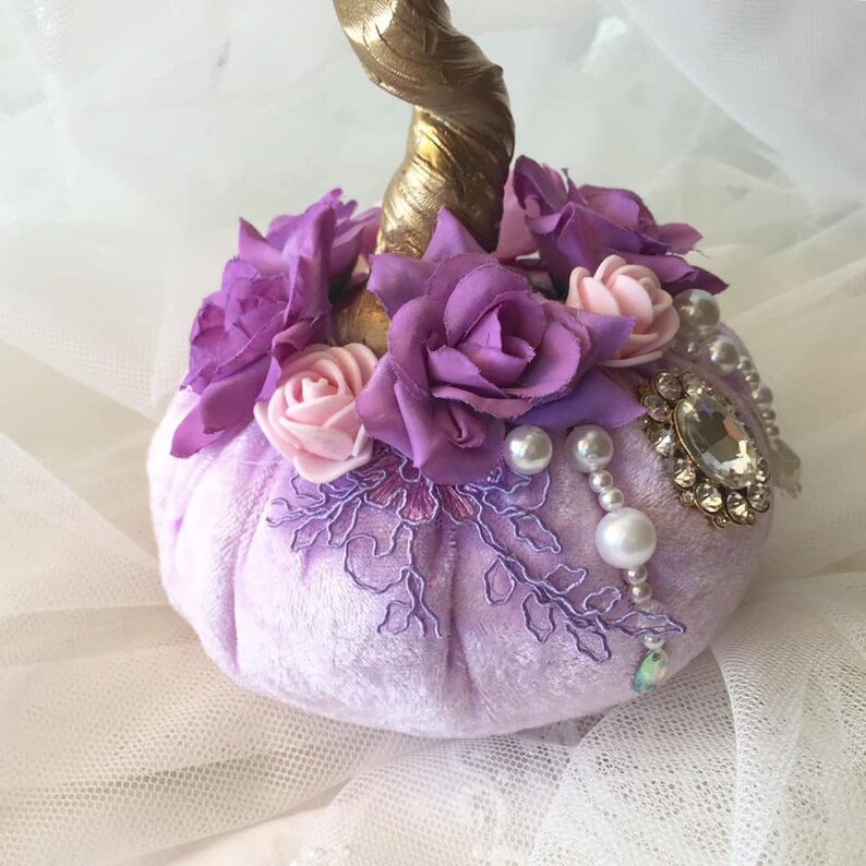 Purple Velvet Pumpkins Fall Wedding Decor Pumpkin Centerpiece - Etsy