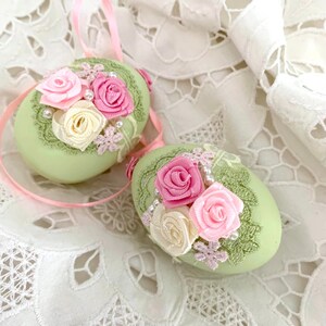 SET 2 Shabby Chic Easter Eggs Decorative Eggs Wooden Easter Eggs - Etsy