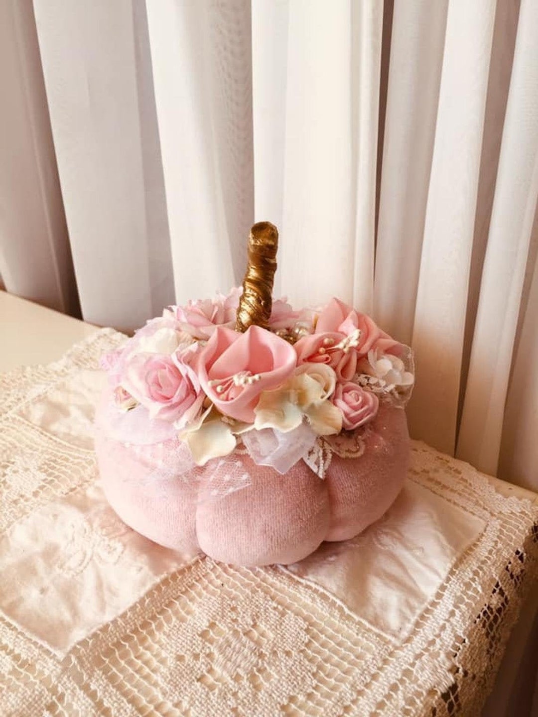 Rose Pink Velvet Pumpkins Fabric Pumpkins Handmade Pumpkin Centerpiece ...