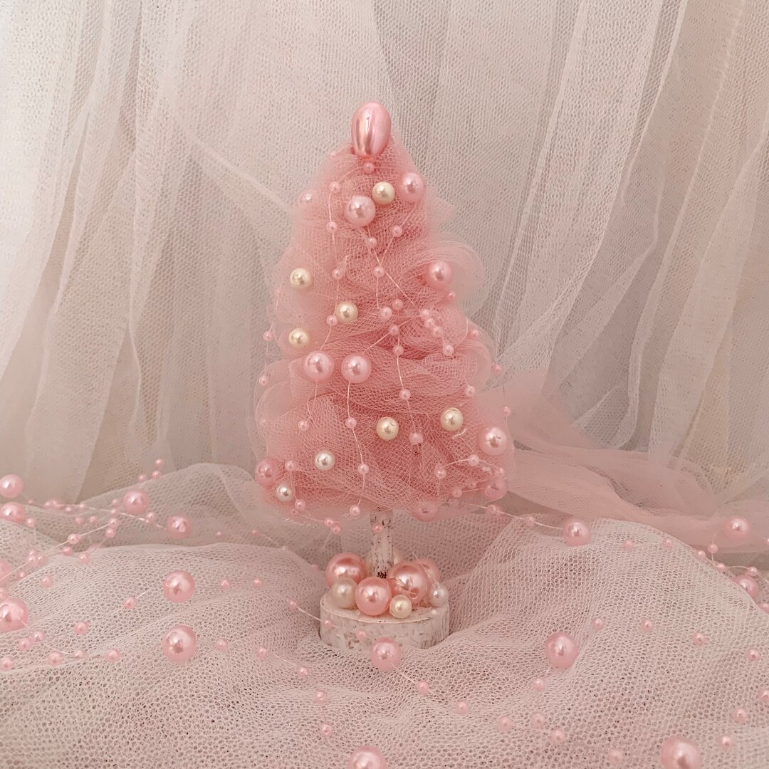 5'' Pink Mini Christmas Tree Shabby Christmas Pink Christmas Tiered ...