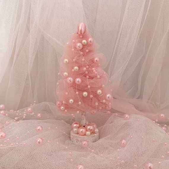 5 Pink Mini Christmas Tree Shabby Christmas Pink Christmas Tiered Tray Decor Winter Mantel Decor Etsy