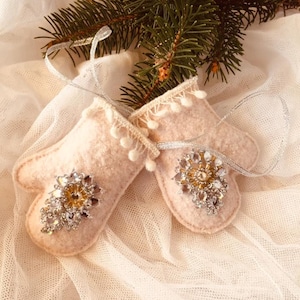 SET2 Felt Mitten Ornaments Mini Mitten Ornament - Etsy