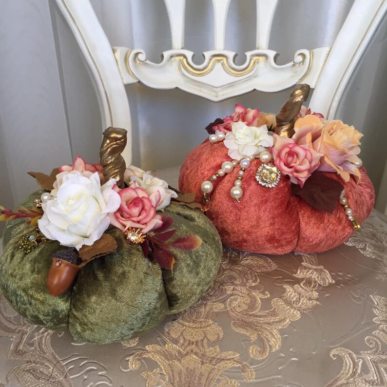 Velvet Pumpkins Centerpiece Pumpkins Fall Colors Decor - Etsy