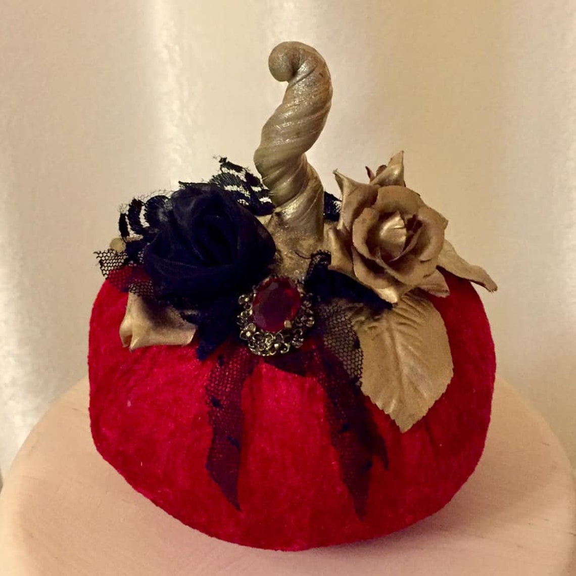 Red Velvet Pumpkins Gothic Pumpkin Decor Pumpkin Centerpiece - Etsy