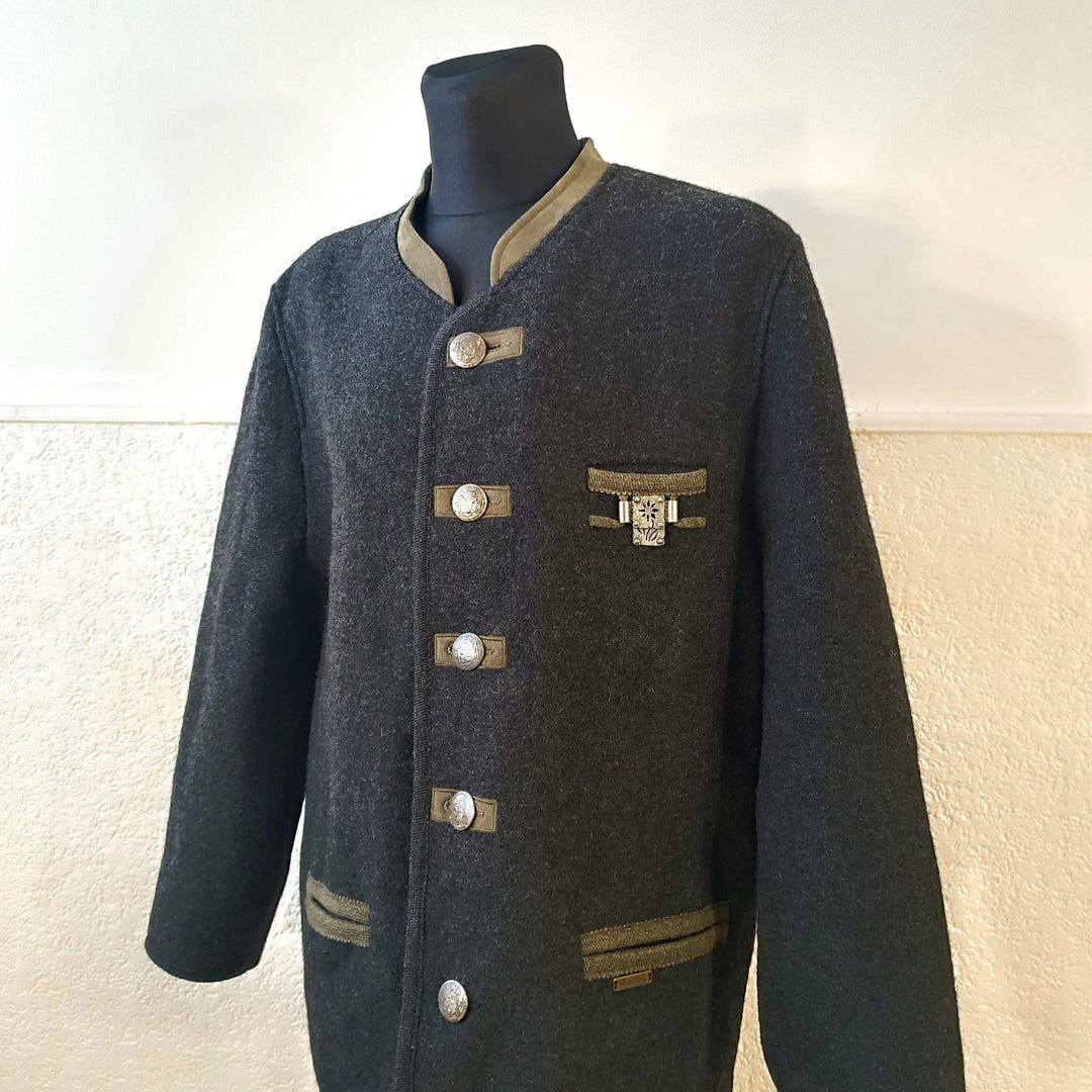 Dirndl Jacket Men, Black Boiled Wool Jacket, Tyrolean Jacket ...