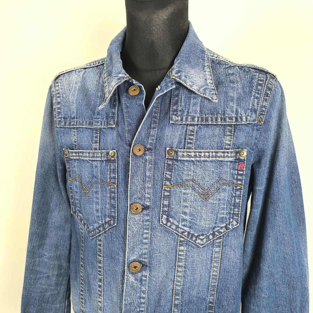 Replay Distressed Denim Jacket, Size Large - Etsy