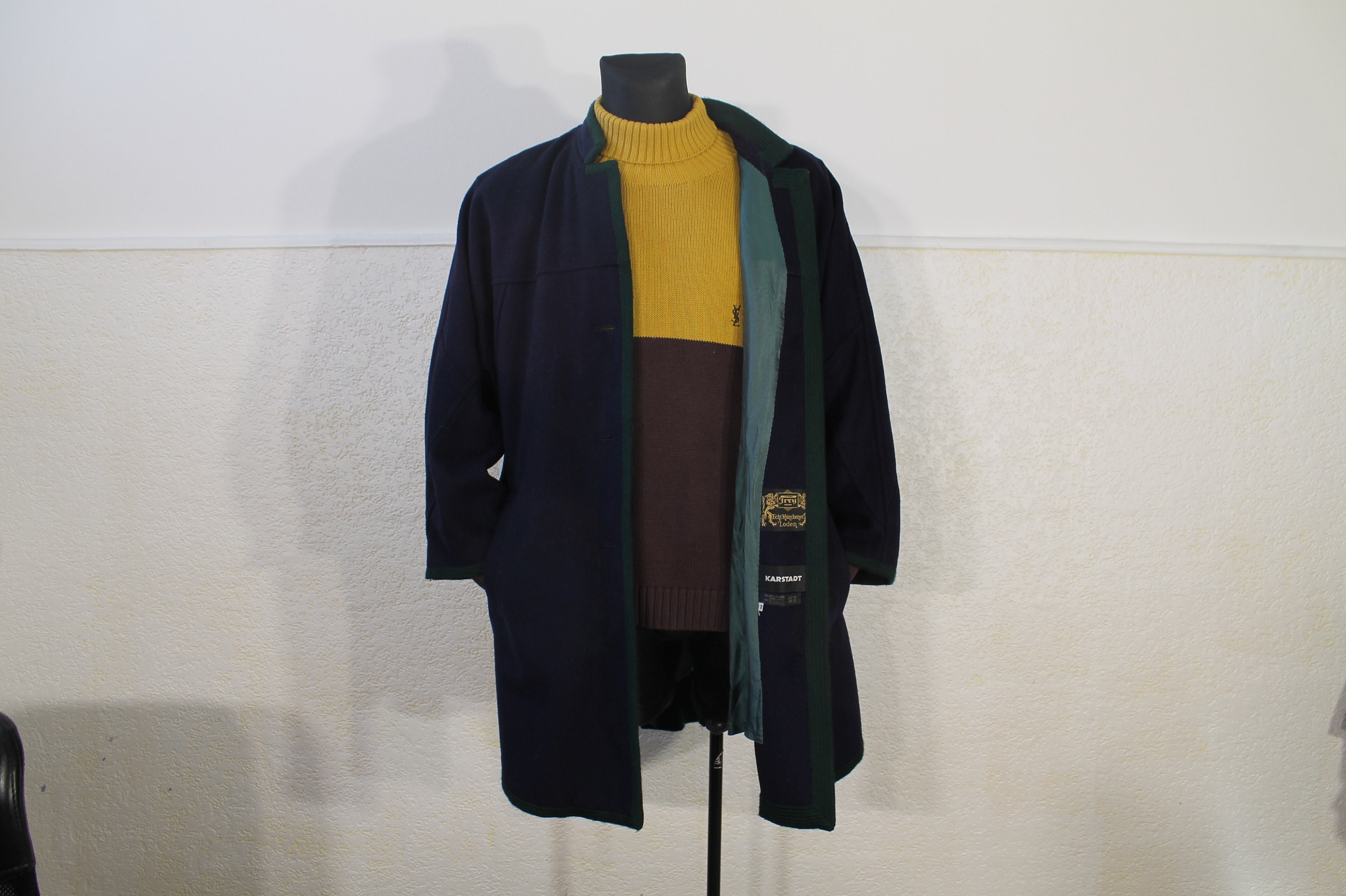 Navy Wool Loden Frey Trachten Cape Oversized Winter Maxi Overcoat Women ...