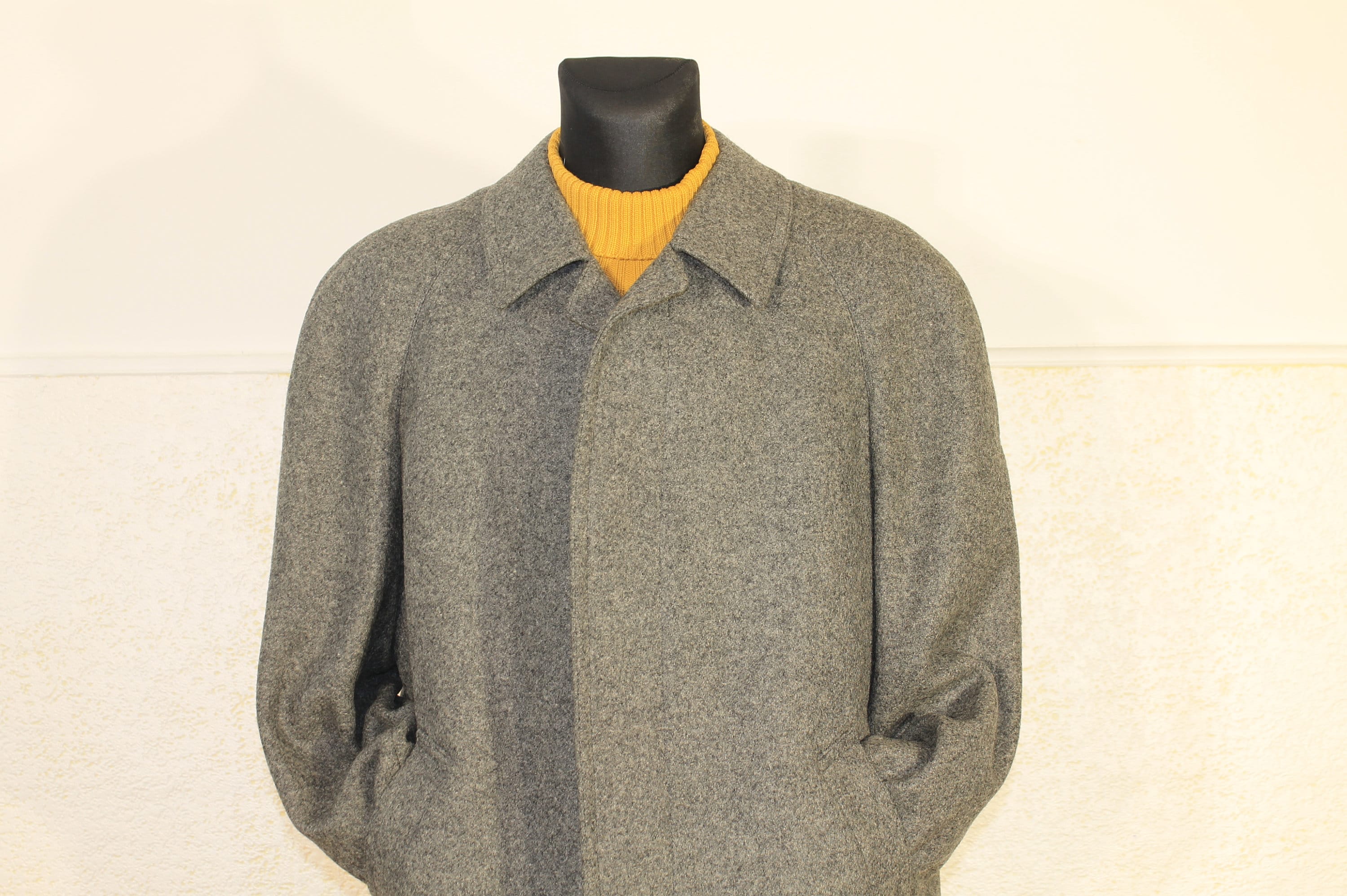 Pure Wool Coat , Greatcoat, Gray Coat, Winter Coat, Warm Coat, 80s ...