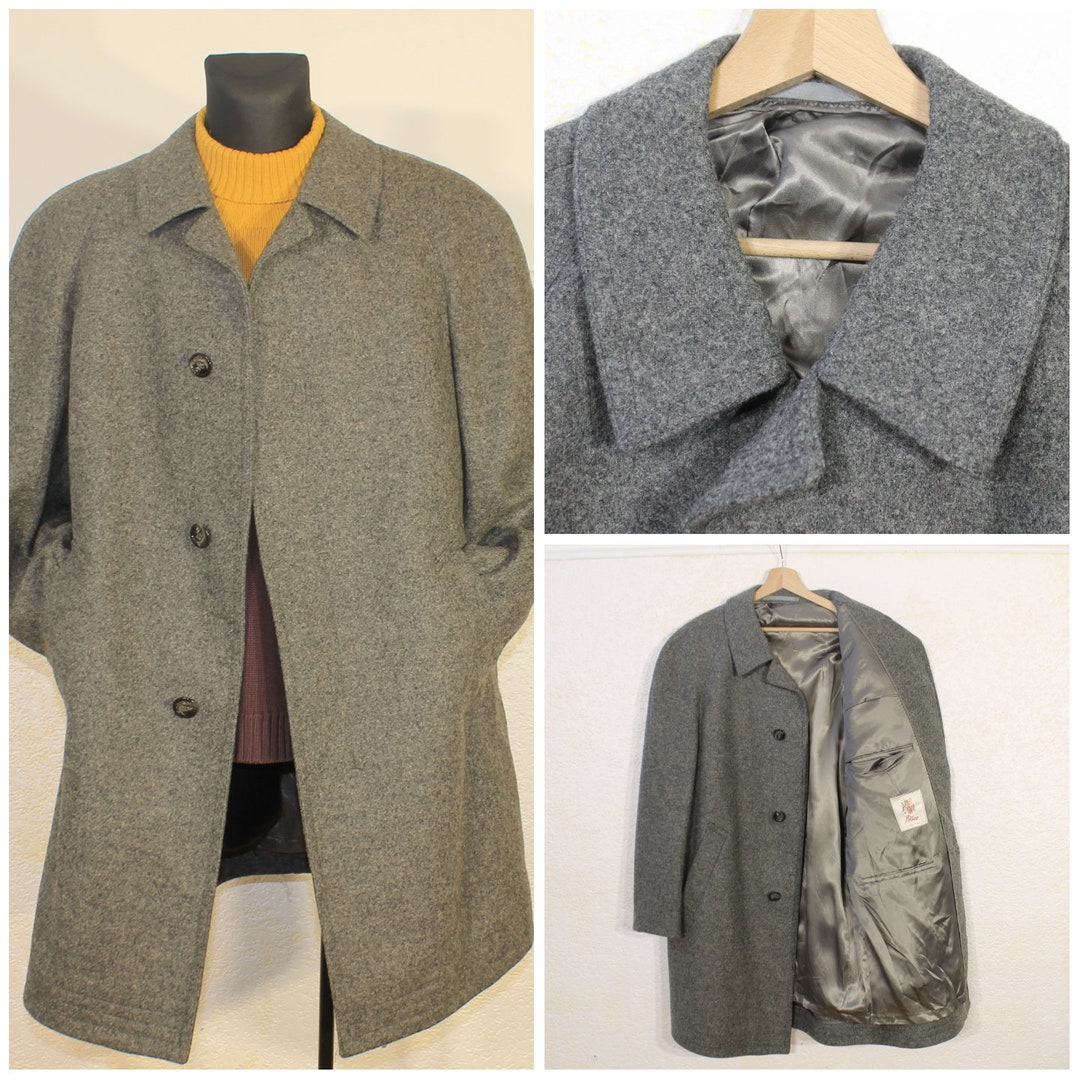 Pure Wool Coat , Greatcoat, Gray Coat, Winter Coat, Warm Coat, 80s ...