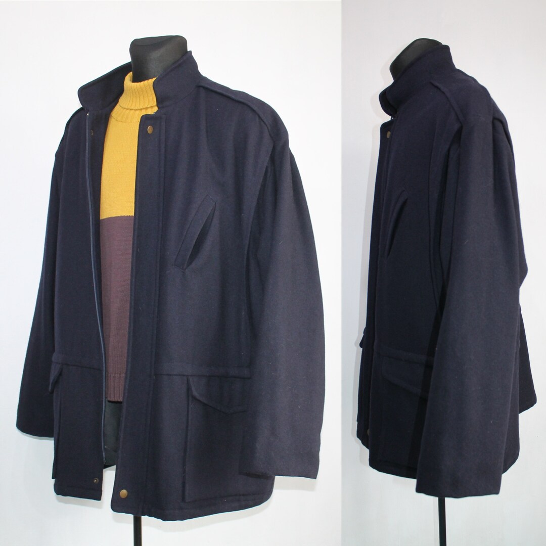 Long Wool Jacket, Wool Coat Men, Navy Coat, Navy Jacket, Winter Jacket ...