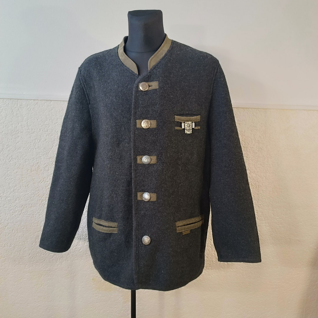 Dirndl Jacket Men, Black Boiled Wool Jacket, Tyrolean Jacket ...