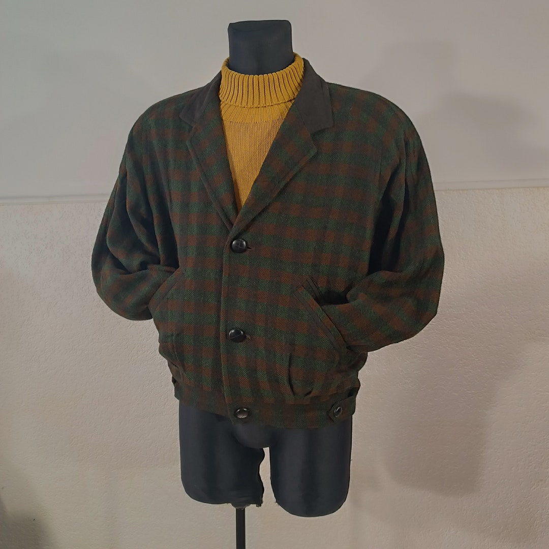 Plaid Jacket Men, Checkered Jacket Men, Vintage Wool Jacket, Italian ...