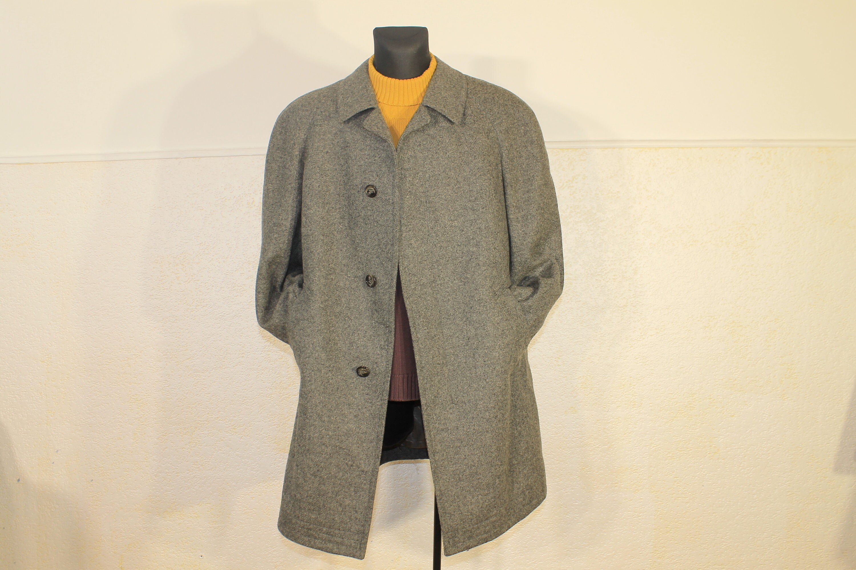 Pure Wool Coat , Greatcoat, Gray Coat, Winter Coat, Warm Coat, 80s ...