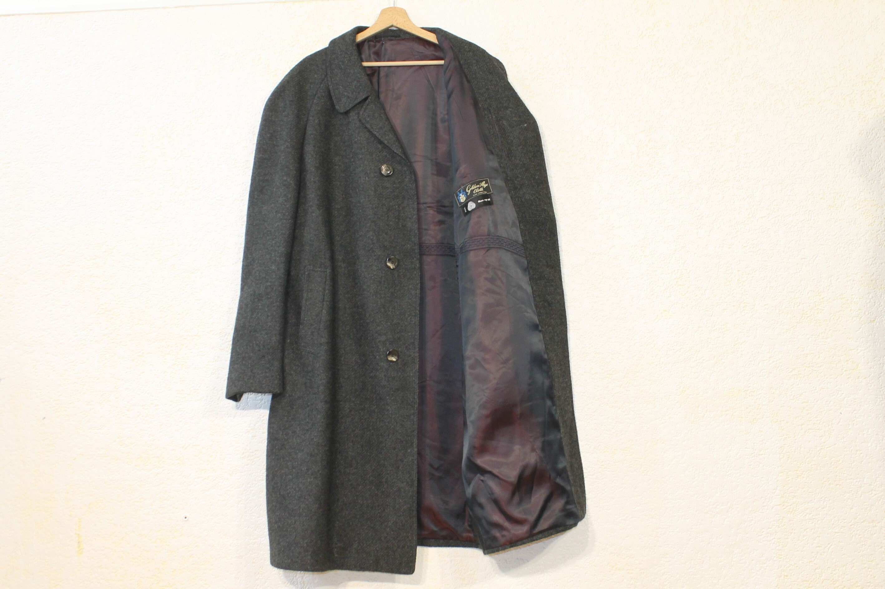 Vintage Pure Wool Coat Men, 80s Vintage Grey Coat, Winter Coat, Grey ...