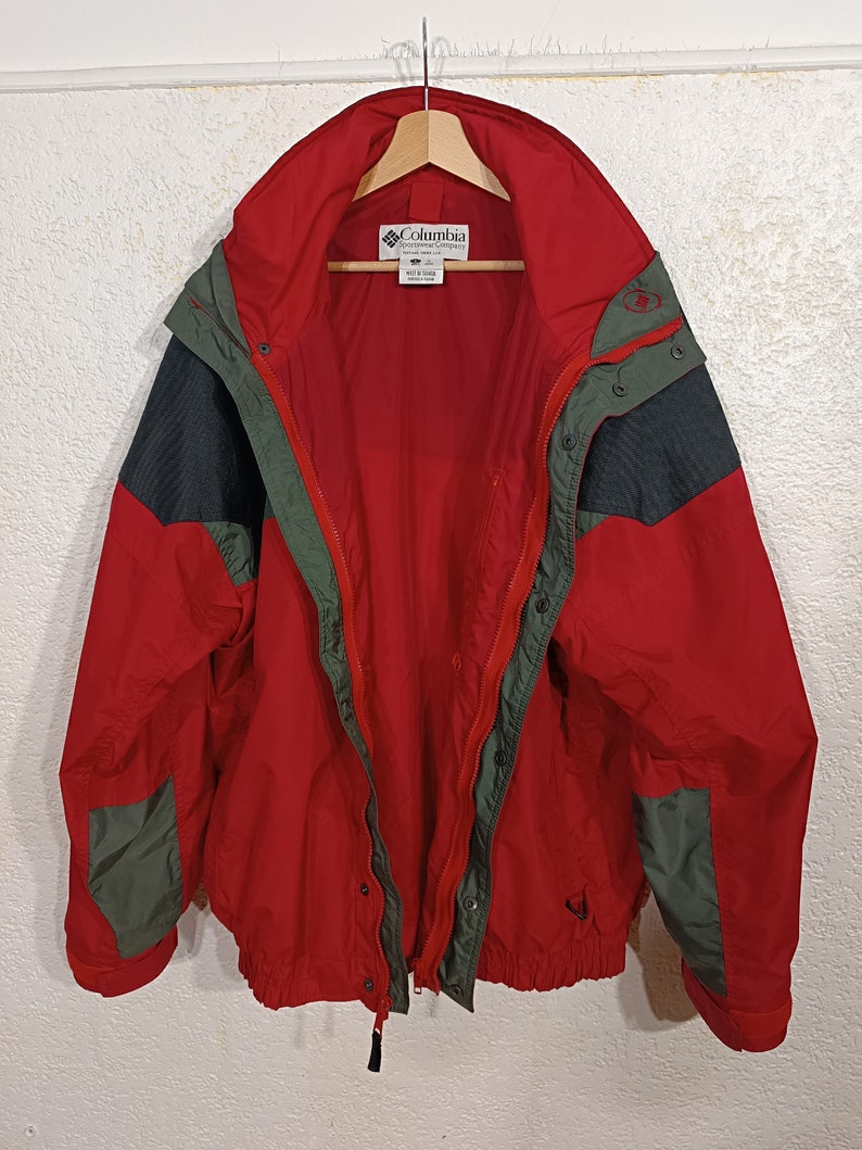 Vintage COLUMBIA 90s Sportswear Jacket Mens L Windbreaker Red - Etsy