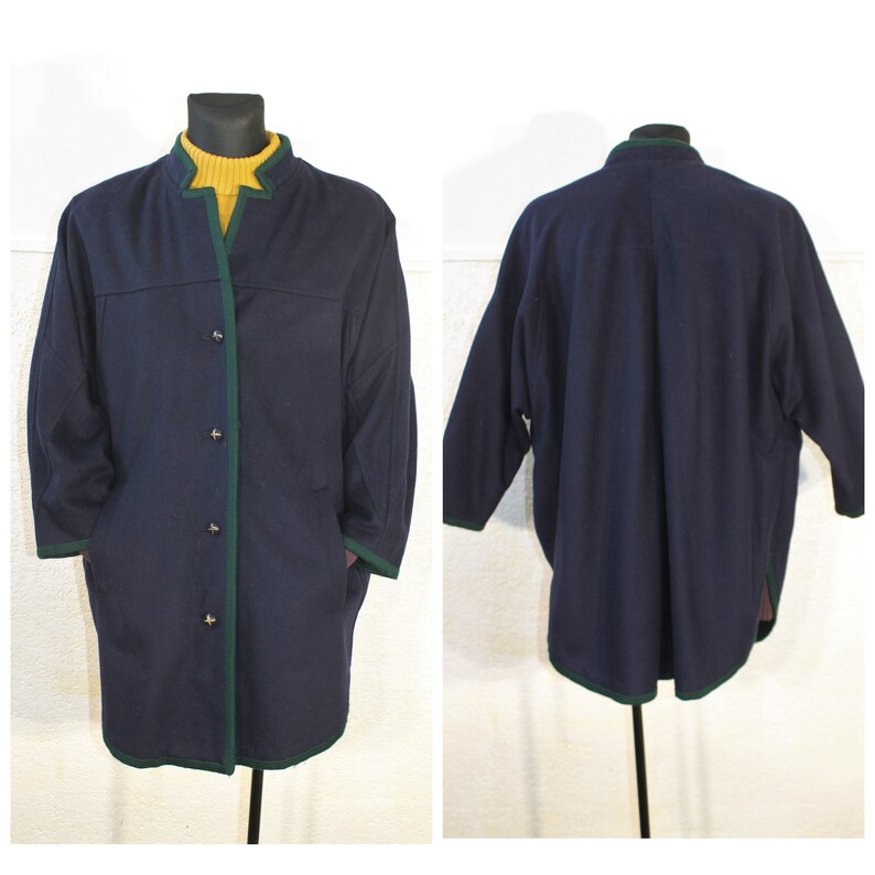 Navy Wool Loden Frey Trachten Cape Oversized Winter Maxi Overcoat Women ...