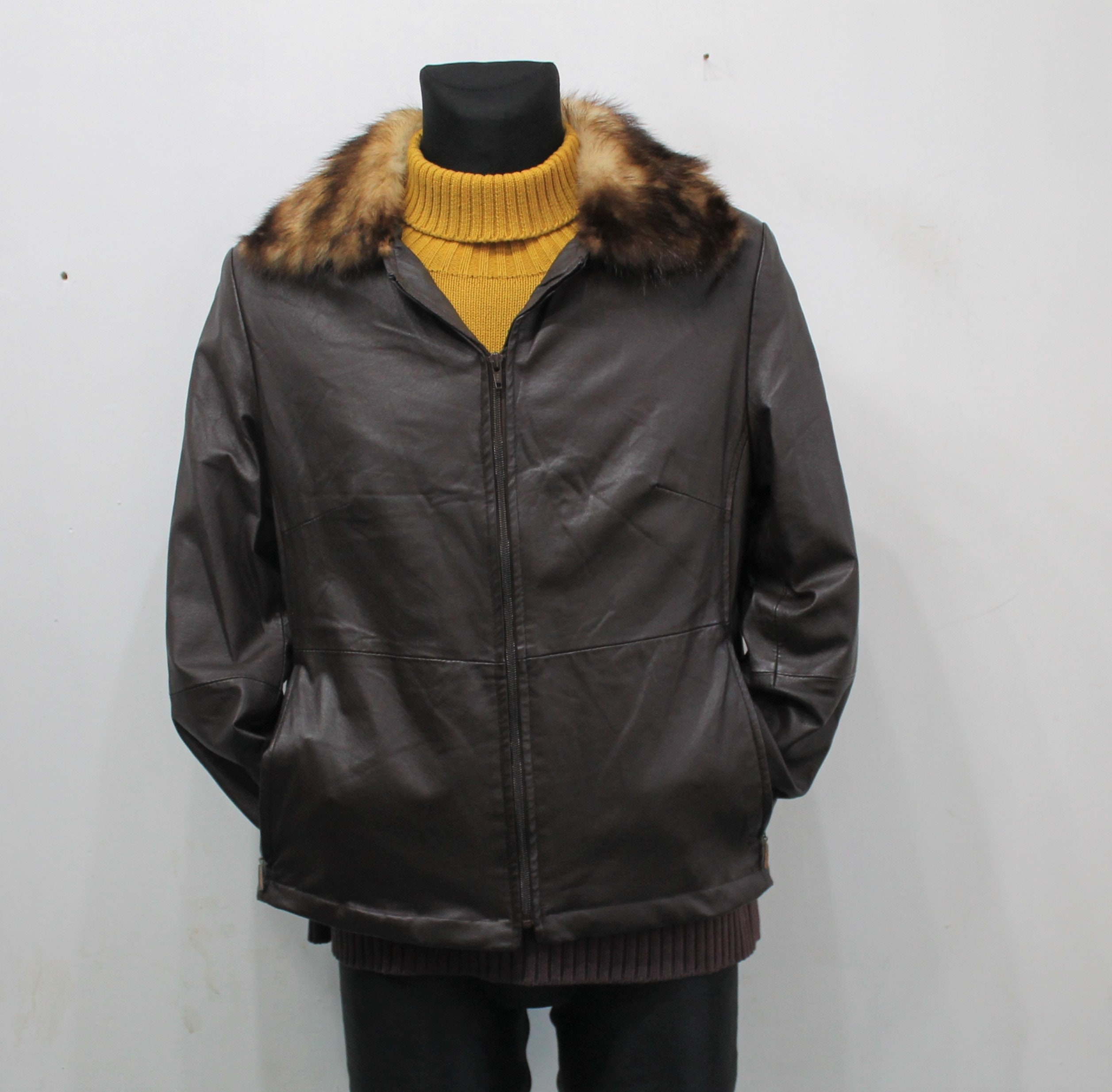 Leather Jacket Fur Collar 70s Vintage Fox Fur Collar Jacket - Etsy