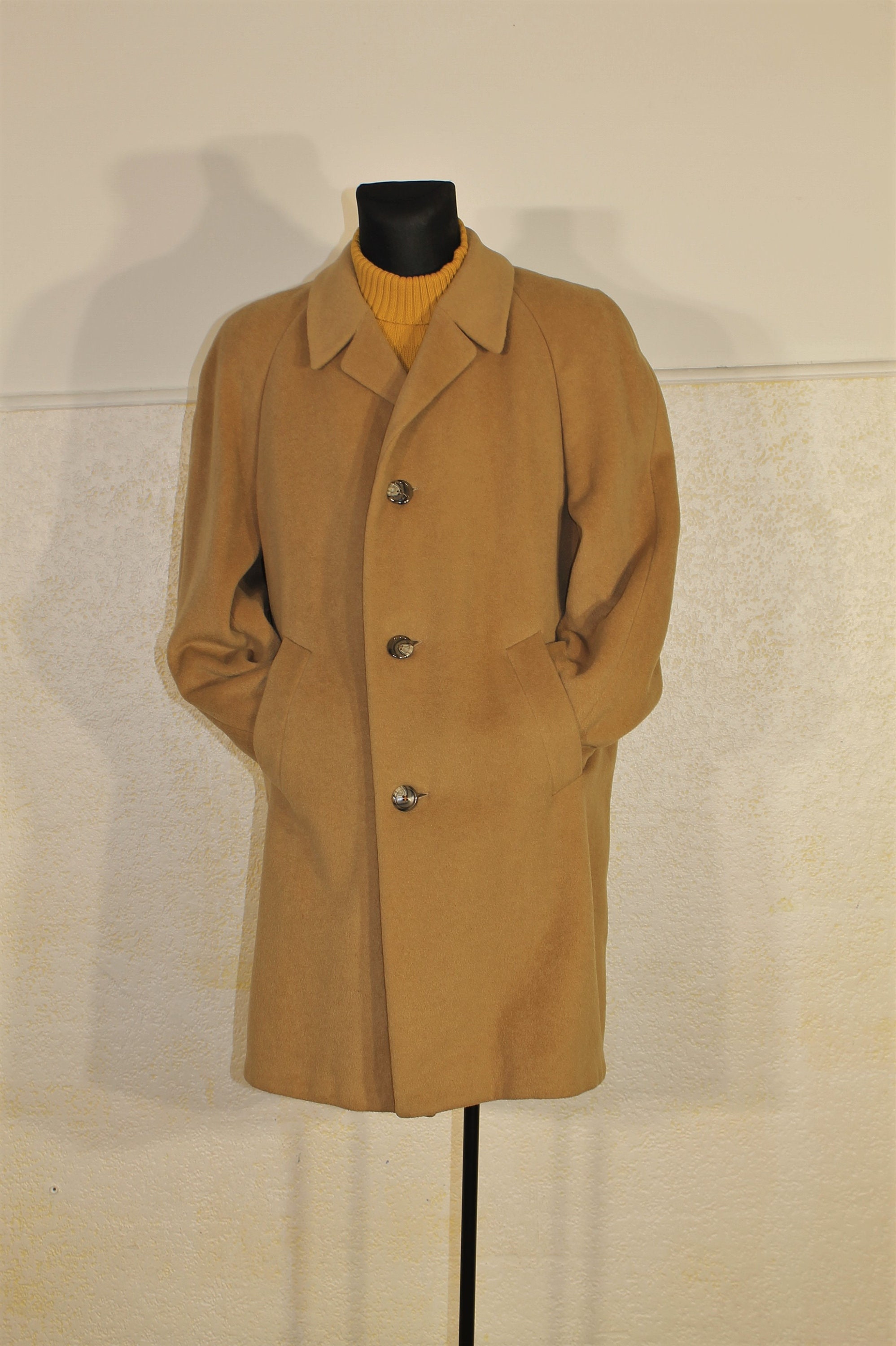 Vintage Camel Hair Coat Men, Winter Coat, Brown Coat, Wool Coat, Camel ...