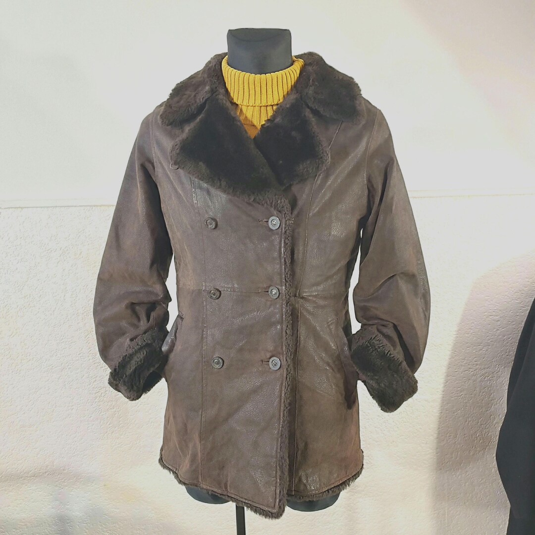 Vintage Leather Trench Coat, Vintage Brown Leather Coat Men, Saki Coat ...